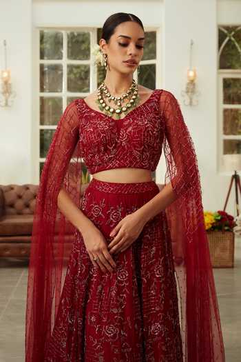 Buy Niamh By Kriti Shantoon Floral Embroidered Lehenga Set Online | Aza ...