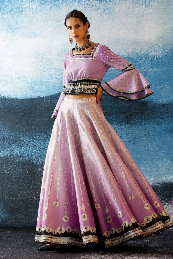 Buy Rajdeep Ranawat Purple Leela Linen Top And Skirt Set Online | Aza ...