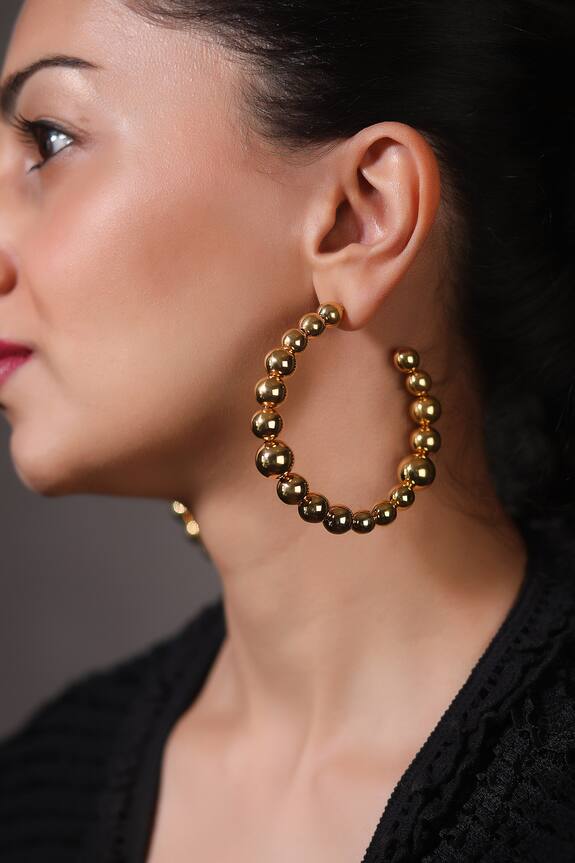 Buy MNSH Large Audrey Bead Hoops Earrings Online | Aza Fashions