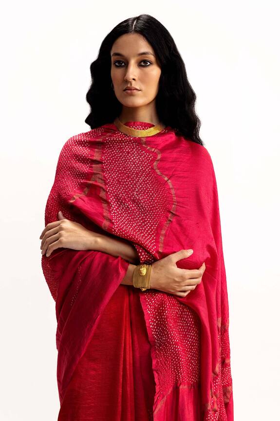 Buy Studio Medium Pink Lehar Handwoven Bengal Silk Jamban Saree Online ...