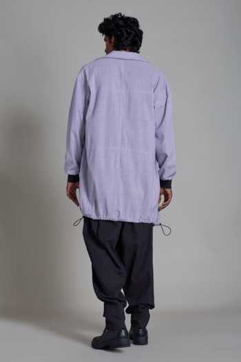 Buy Mati Purple Cotton Handwoven Striped Cuff Sleeve Jacket Online ...