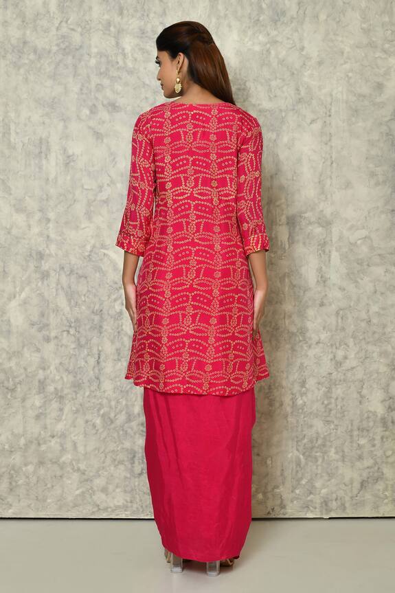 Buy Nazaakat by Samara Singh Pink Bamber Silk Bandhej Pattern Tunic And ...