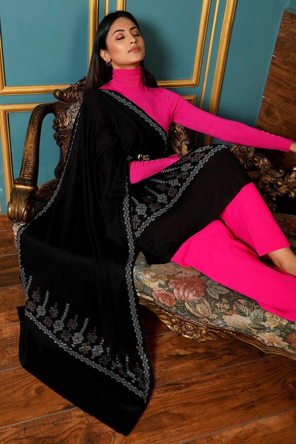 Buy Dusala Shawls Handwoven Stone Work Stole Online | Aza Fashions