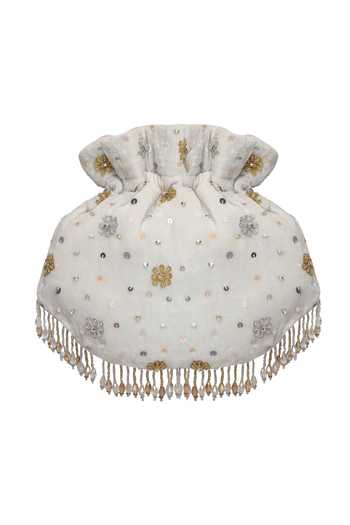 Buy Fuchsia Angel Embroidered Potli Bag Online | Aza Fashions