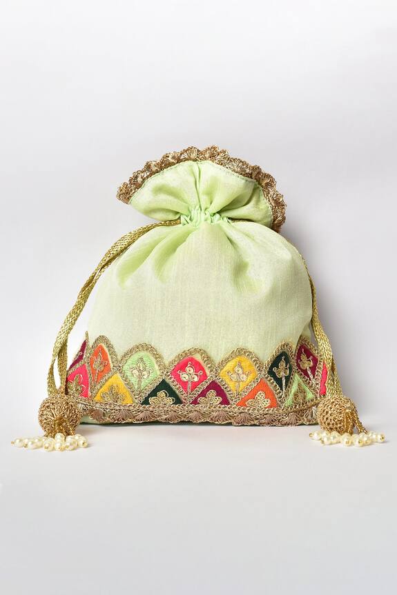 Buy Samyukta Singhania Placement Embroidered Potli Online | Aza Fashions