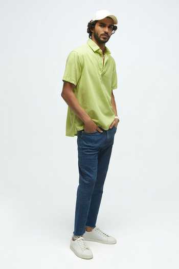 Buy Terra Luna Green Terra Luna Handloom Cotton Rugby T-shirt Online ...