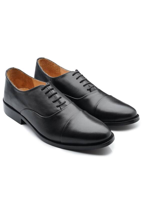 Buy Rapawalk Black Italian Soft Leather Handcrafted Toe Cap Oxford ...