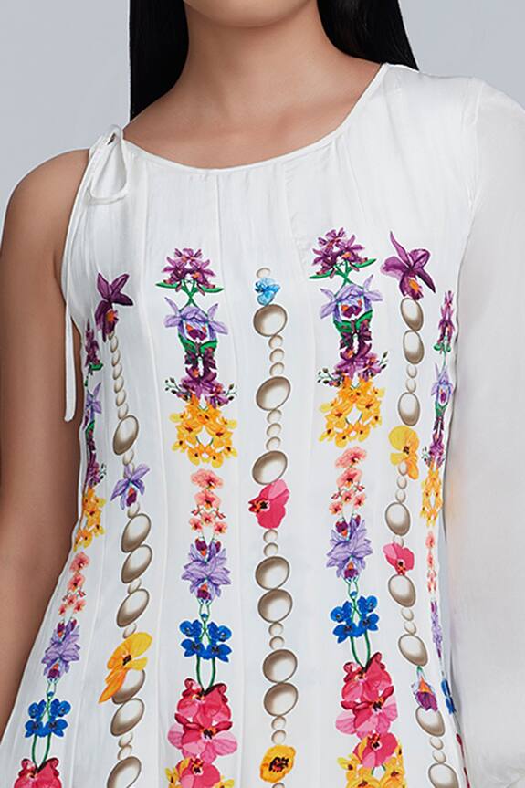 Buy World of Ra White Viscose Floral Print Panelled Dress Online | Aza ...