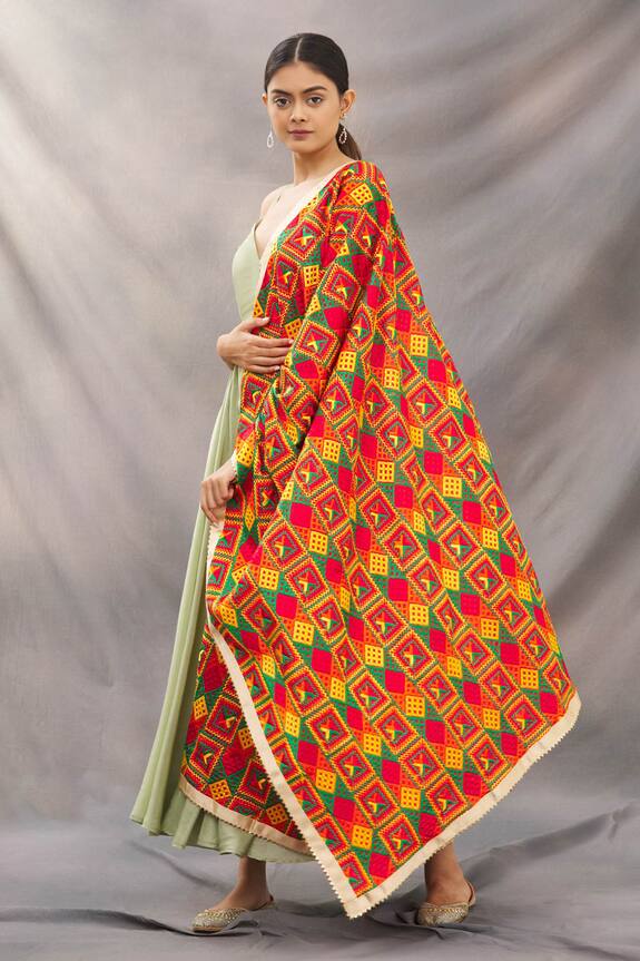 Buy Samyukta Singhania Multi Color Phulkari Embroidered Dupatta Online ...
