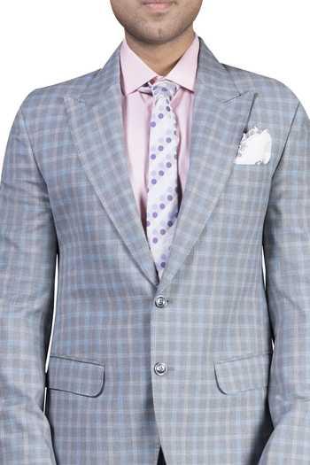 Buy Nivedita Saboo Blue Checkered Tuxedo Set Online | Aza Fashions