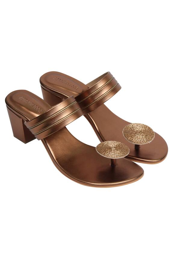 Buy Aprajita Toor Gold Embellished Box Heels Online | Aza Fashions