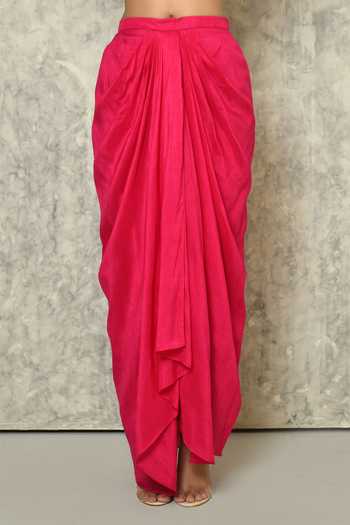 Buy Nazaakat by Samara Singh Pink Bamber Silk Bandhej Pattern Tunic And ...
