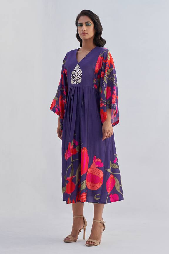 Buy Archana Shah Purple Silk Conte Kimono Tunic Online | Aza Fashions