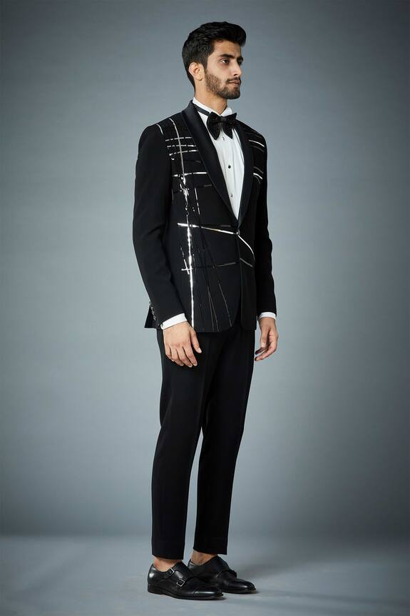 Buy Gargee Designers Black Polyester Magic Concept Tuxedo Set Online ...