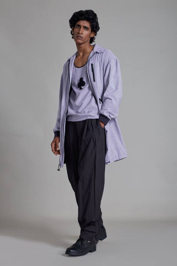 Buy Mati Purple Cotton Handwoven Striped Cuff Sleeve Jacket Online ...