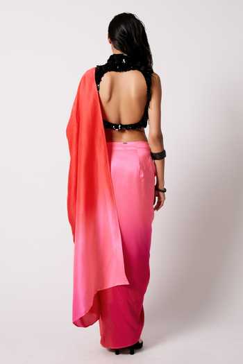 Buy 431-88 by Shweta Kapur Red Silk Masai Pre-draped Saree With Tasha ...