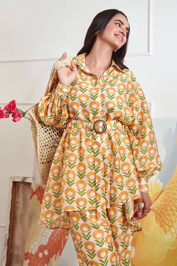 Buy Sorbae Clothing Ivory Handloom Silk Chanderi Digital Floral Print ...