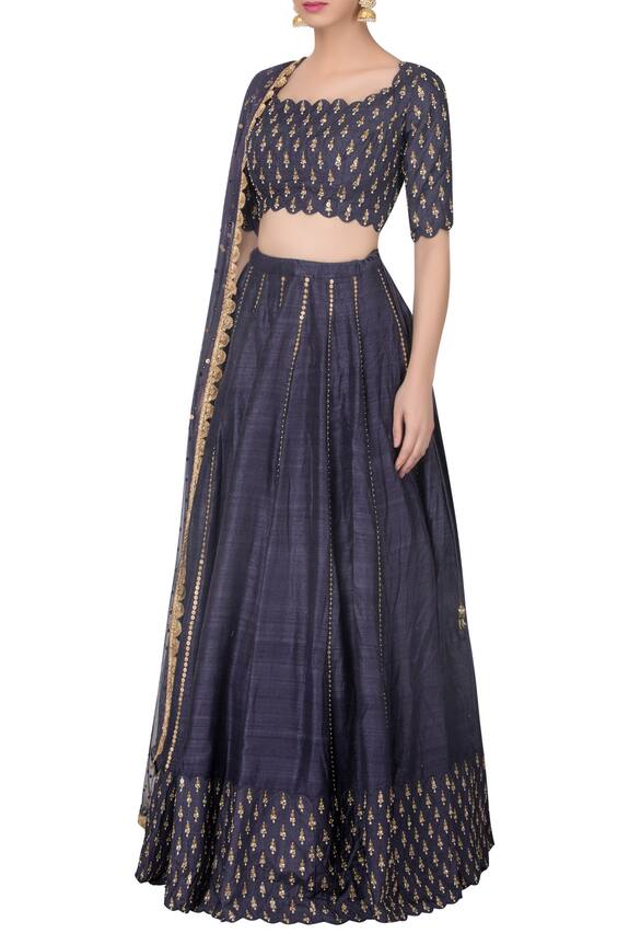 Buy Daddy's Princess Blue Embroidered Lehenga Set Online | Aza Fashions