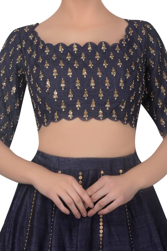 Buy Daddy's Princess Blue Embroidered Lehenga Set Online | Aza Fashions