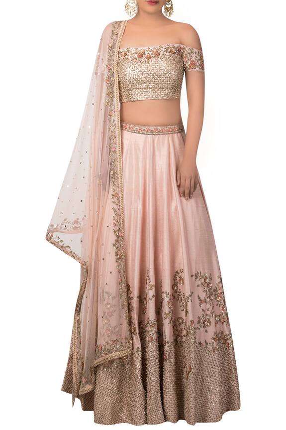Buy Daddy's Princess Pink Embroidered Lehenga Set Online | Aza Fashions