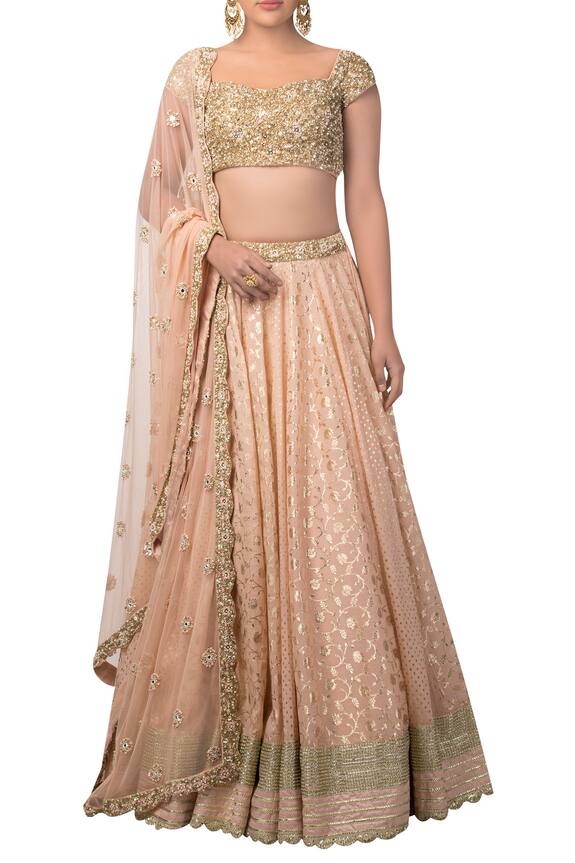 Buy Daddy's Princess Peach Embroidered Lehenga Set Online | Aza Fashions