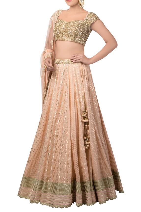 Buy Daddy's Princess Peach Embroidered Lehenga Set Online | Aza Fashions