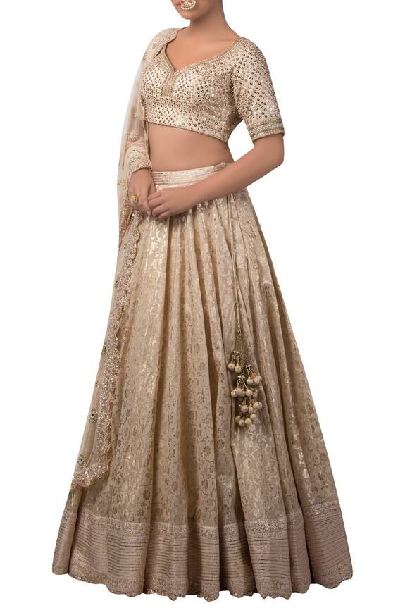 Buy Daddy's Princess Gold Embroidered Lehenga Set Online | Aza Fashions