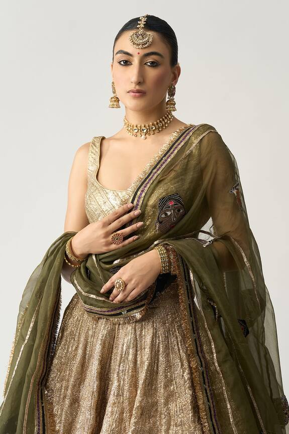 Buy Itrh Silver Cotton Chandi Lampi Lehenga Set Online | Aza Fashions