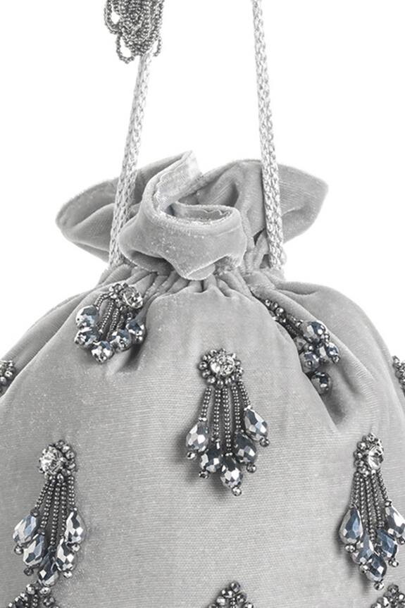 Buy Aloha by PS Velvet Crystal Tassel Potli Bag Online | Aza Fashions