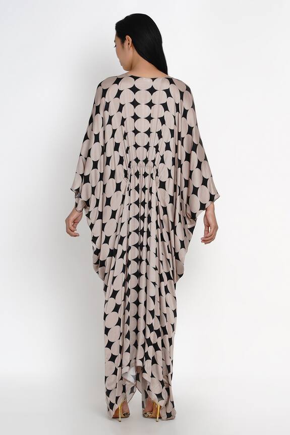 Buy Angry Owl Beige Modal Polka Dot Print Kaftan Online | Aza Fashions