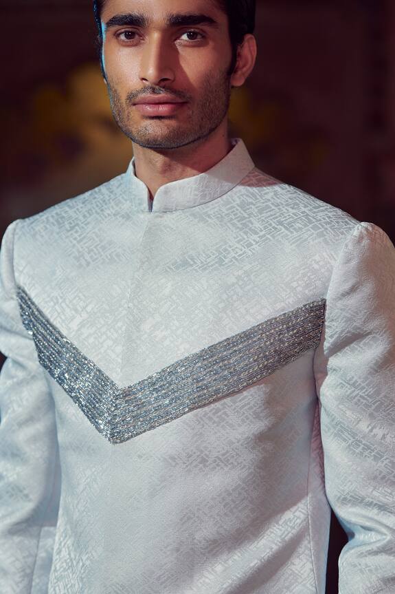 Buy Bindani by Jigar & Nikita Blue Textured Fabric Geometric ...