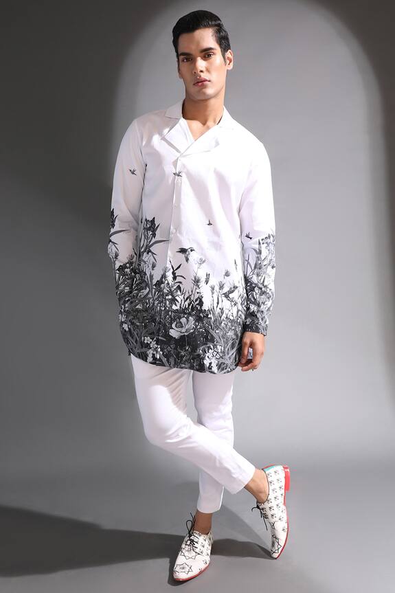 Buy Mr. Ajay Kumar White Luxe Cotton Garden Camp Collar Shirt Online ...