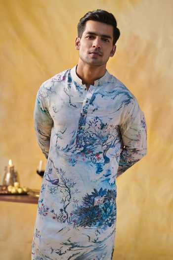 Buy Philocaly Multi Color Cotton Silk Vann Abstract Print Kurta Online ...