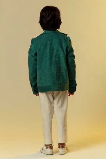 Buy Littleens Green Embellished Jacket For Boys Online | Aza Fashions