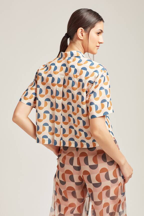 Buy Pankaj And Nidhi Multi Color Polyester Printed Crop Shirt Online