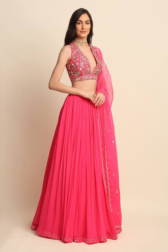 Buy Daddy's Princess Pink Shantoon Georgette Lehenga Set Online | Aza ...