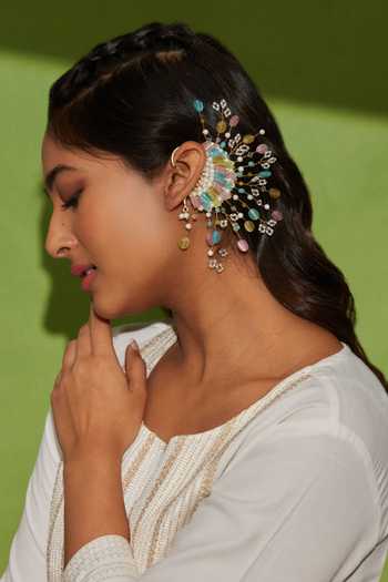 Buy D'oro Pearl Studded Ear Cuff (single Pc) Earrings Online | Aza Fashions