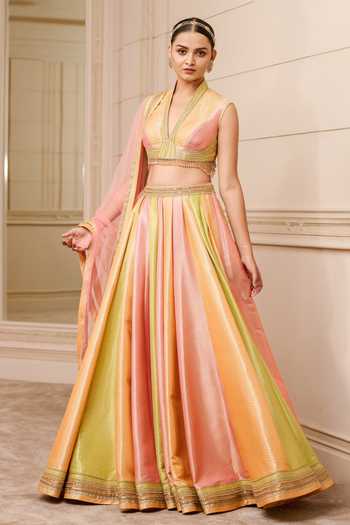 Buy Tarun Tahiliani Multi Color Brocade Kalidar Lehenga Set Online ...