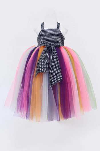 Buy Fayon Kids Multi Color Flared Gown For Girls Online | Aza Fashions