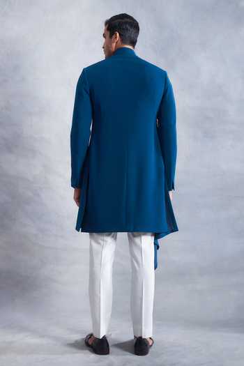Buy Gargee Designers Blue Poly Viscose Draped Jacket Set Online | Aza ...