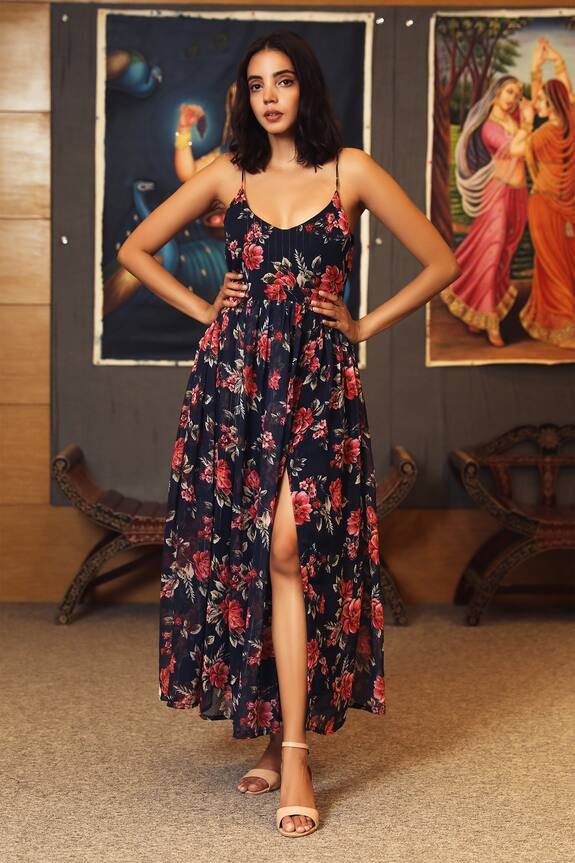 Buy Gulabo Jaipur Blue Georgette Printed Dress Online | Aza Fashions