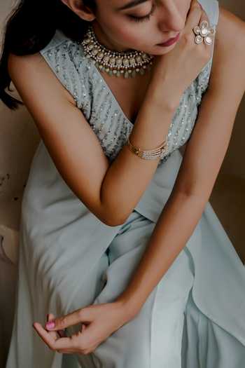 Buy Jasmine Bains Blue Cupro Crepe Embroidered Overlay Jumpsuit Online ...