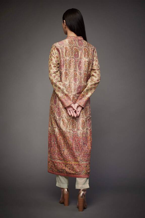 Buy RI.Ritu Kumar Beige Viscose Silk Printed Jacket Kurta Online | Aza Fashions
