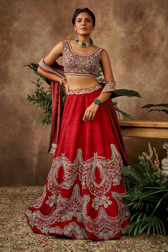 Buy Jayanti Reddy Raw Silk Zardozi Embroidered Lehenga Set Online | Aza ...