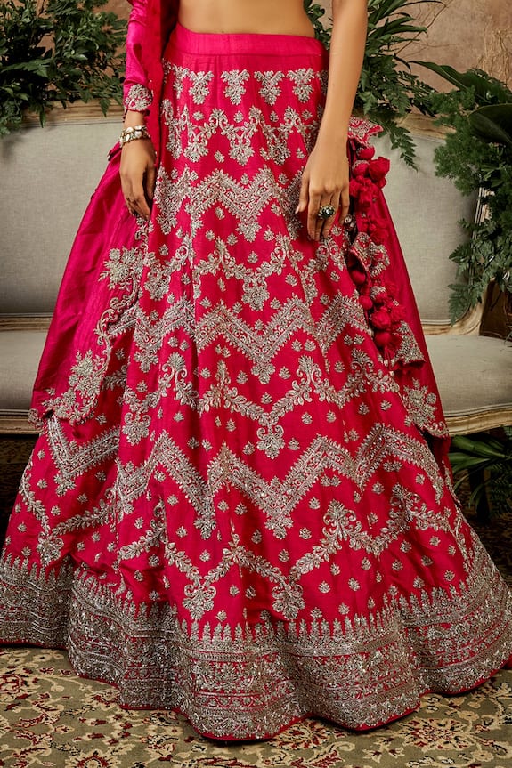 Buy Jayanti Reddy Pink Raw Silk Embroidered Lehenga Set Online | Aza ...