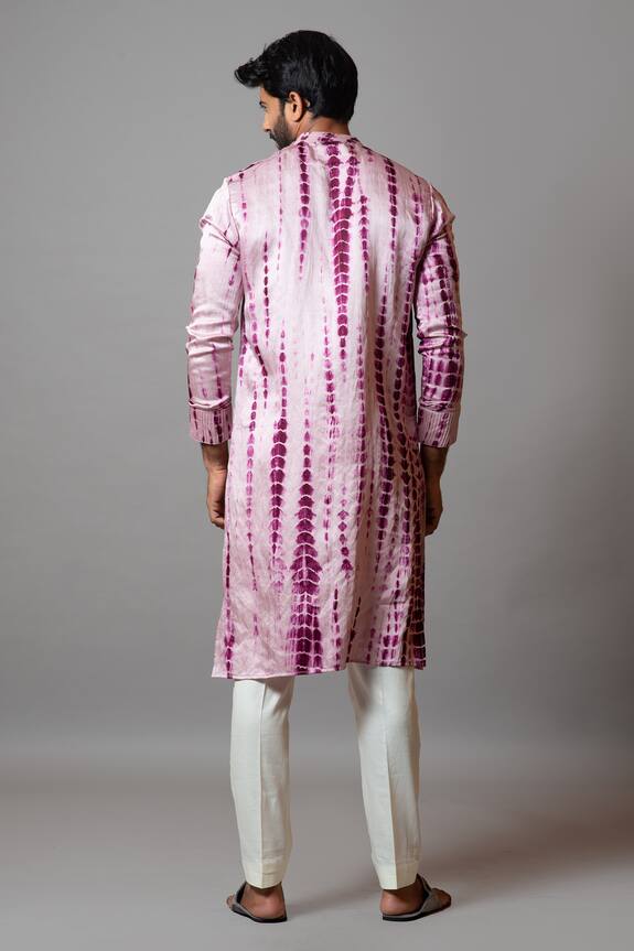 Buy Paarsh Purple Linen Satin Aster Tie Dye Kurta Set Online | Aza Fashions