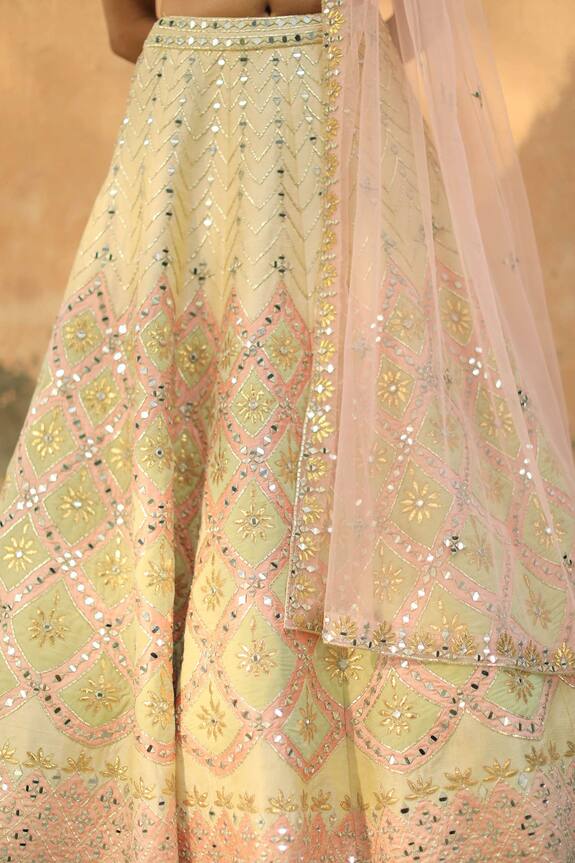 Buy Angad Singh Yellow Raw Silk Embroidered Lehenga Set Online | Aza ...