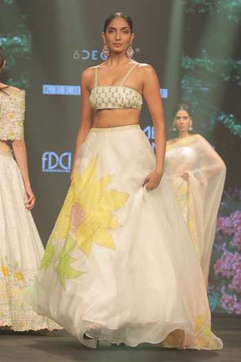 Buy Keerthi Kadire White Raw Silk Applique Lehenga And Blouse Set ...