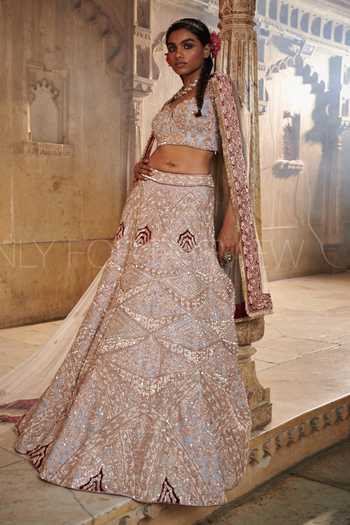 Buy Bindani by Jigar & Nikita Grey Pure Raw Silk Floral Embroidered ...