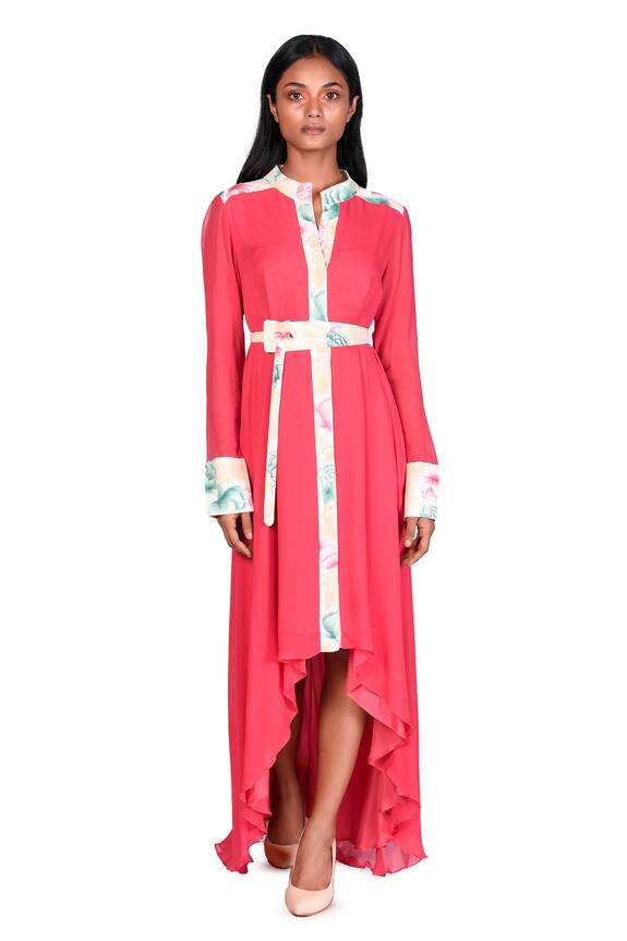 Buy Dev R Nil Red Cotton Hand Painted Shirt Dress Online | Aza Fashions